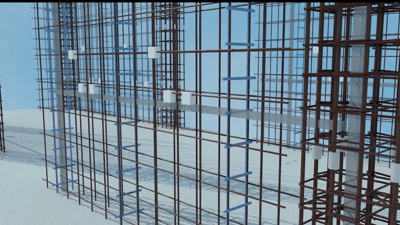 标准层结构施工BIM技术交底《钢筋垫块安装及安装模板》