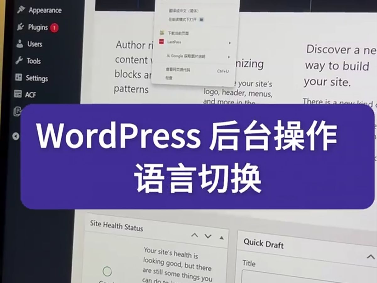 WordPress 后台操作语言改为中文