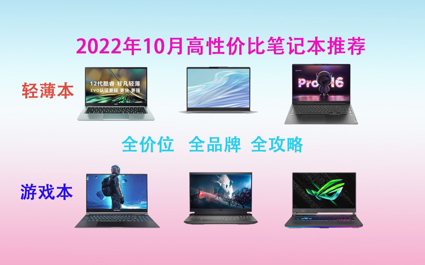 2022年10月高性价比笔记本推荐 全价位 全攻略 游戏本 轻薄本