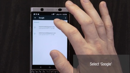 如何在BlackBerry KEYone上添加或更改Google帐户