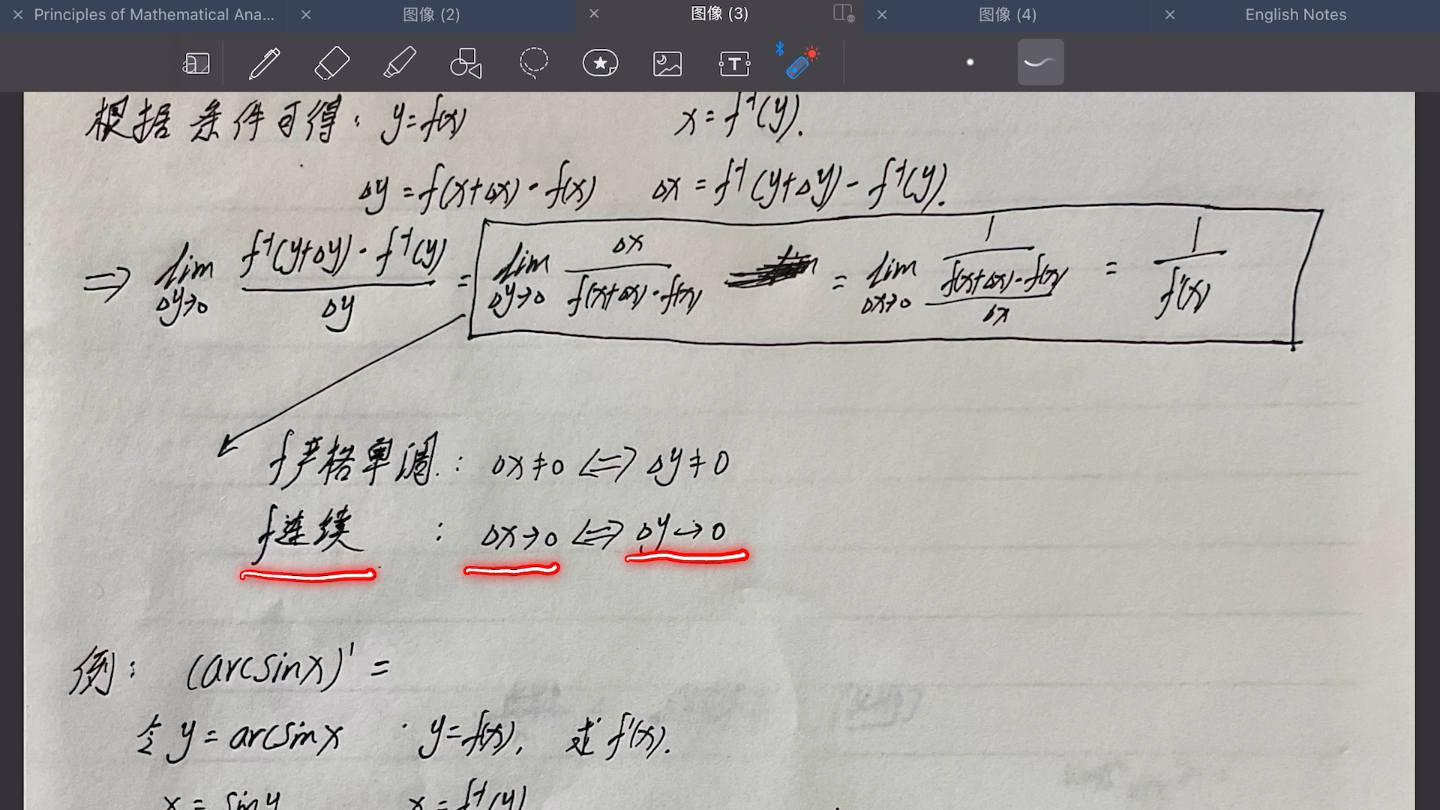 反函数求导定理