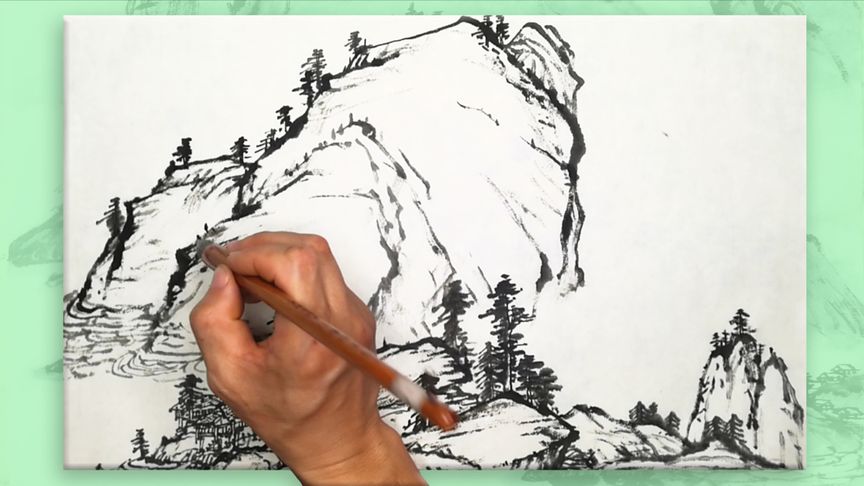 从生活中找到山水风景的艺术,会用简单的勾勒,形成美术表现方法