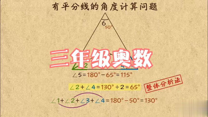 小学奥数乐乐课堂 三年级几何,有平分线的角度计算问题 天天练