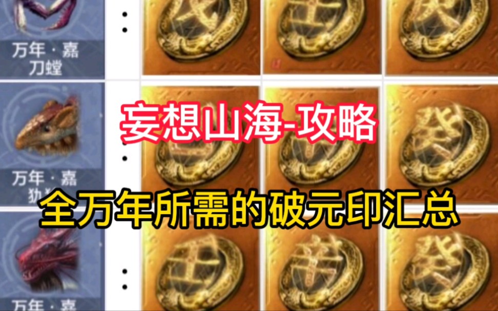 妄想山海:万年巨兽所需破元印汇总!你确定不来看看吗?
