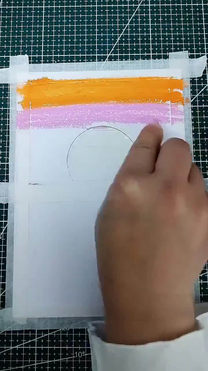 油画棒画落日与大海足不出户就能欣赏到美景 油画棒风景画 绘画教程 +