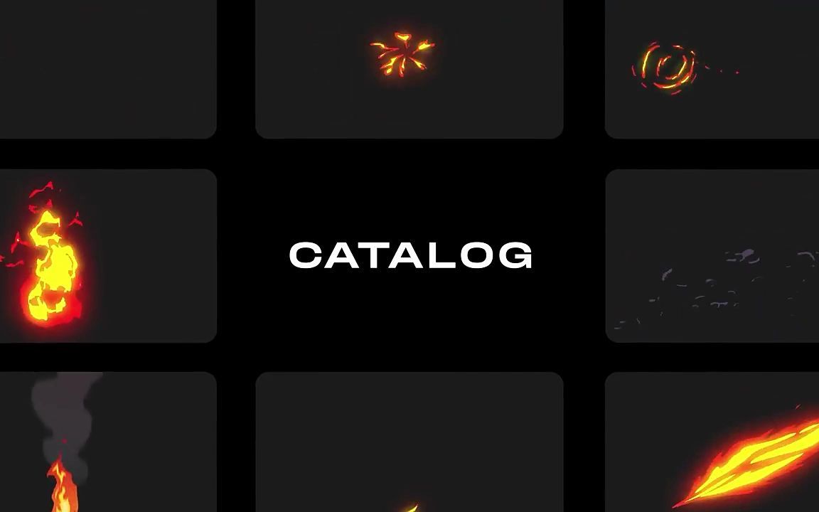 PR脚本-51组手绘动漫卡通火焰燃烧爆炸MG动画预设