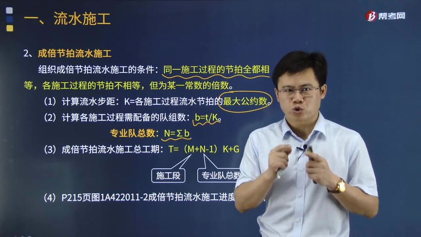 听龙炎飞老师讲成倍节拍流水施工的条件有哪些?需计算哪些数据?