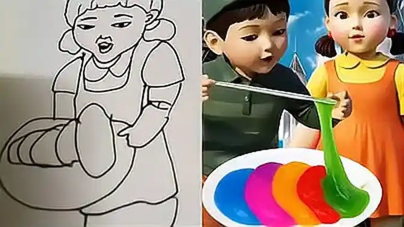 简笔画:吃橡皮糖