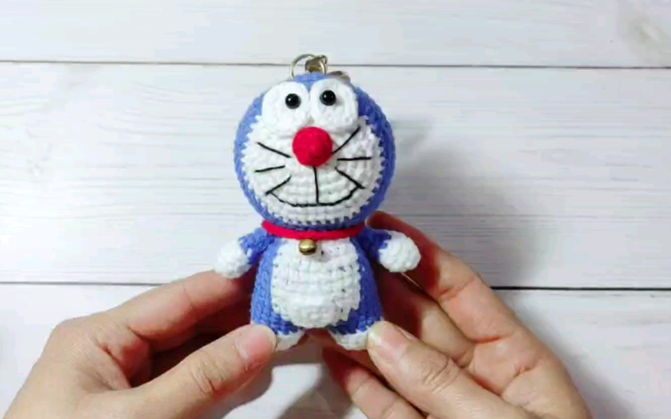 毛线钩针编织玩偶挂件,哆啦A梦叮当猫机器猫(头部)