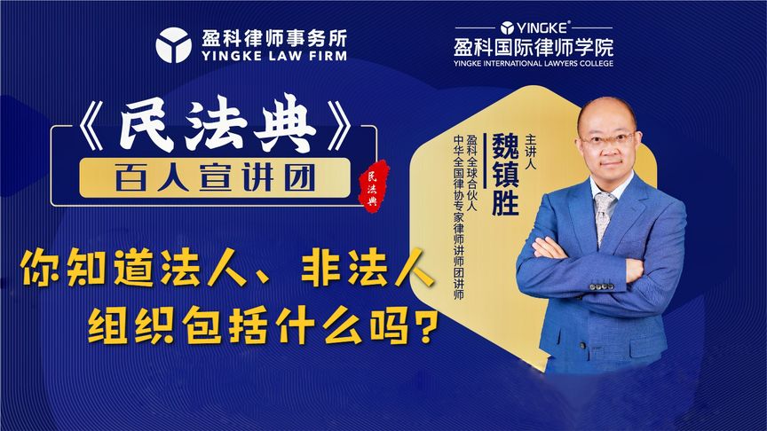 盈科民法典系列:魏镇胜⑯你知道法人、非法人组织包括什么吗?