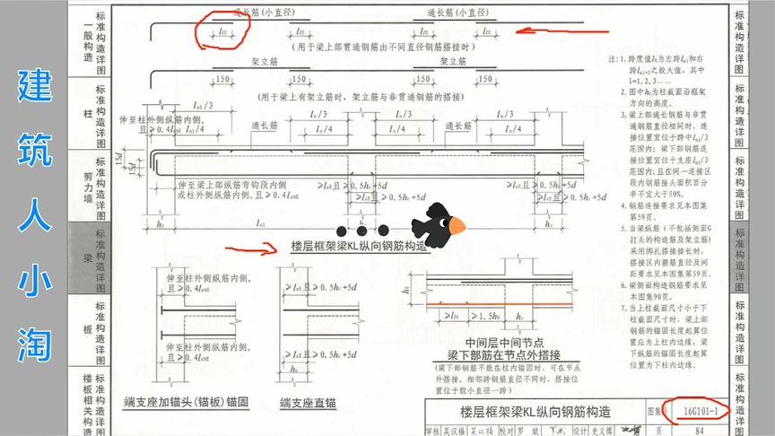 楼层及屋面框架梁纵向钢筋构造以及制作锚固方式及要求