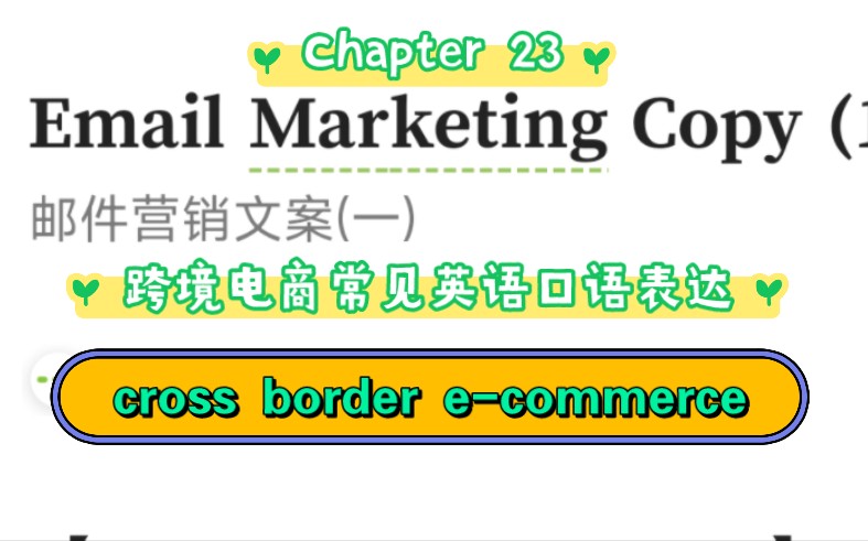 跨境电商口语23:Email marketing copy(1)邮件营销文案(一)