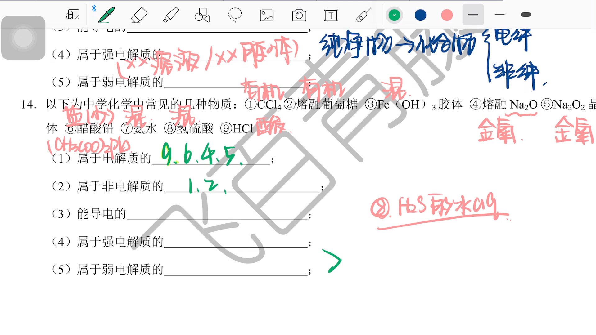 习题讲解 电解质非电解质