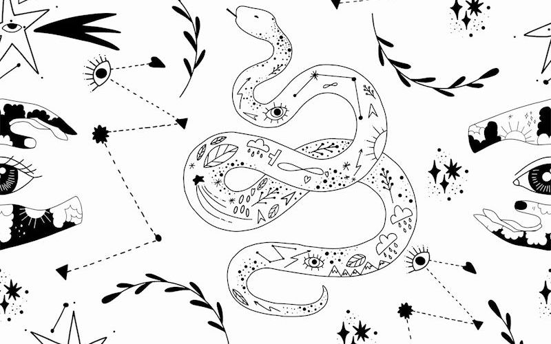 47款手绘神秘天体星座复古符号元素图案插画AI素材