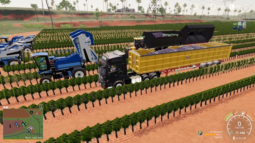 模拟农场19:和队友联机摘葡萄造酒,用铲车装葡萄也太豪横了吧
