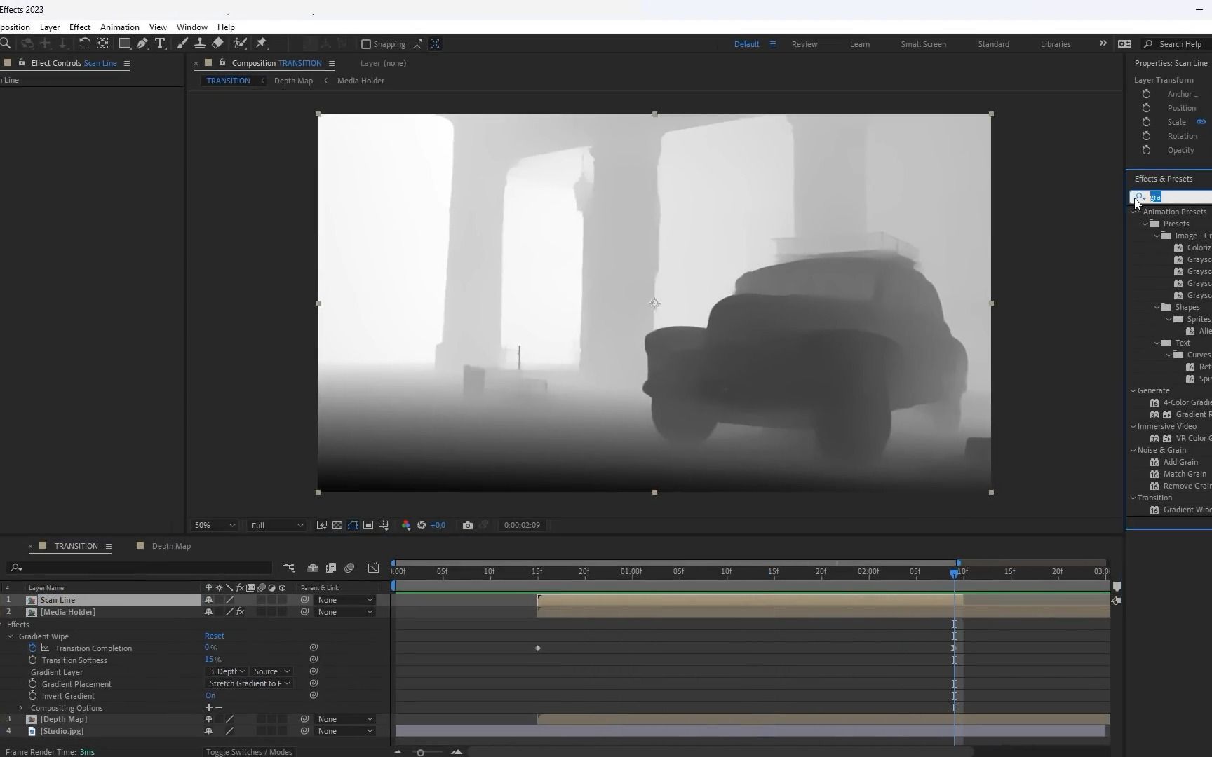 AE用自带插件制作能量扭曲转场特效教程- After Effects