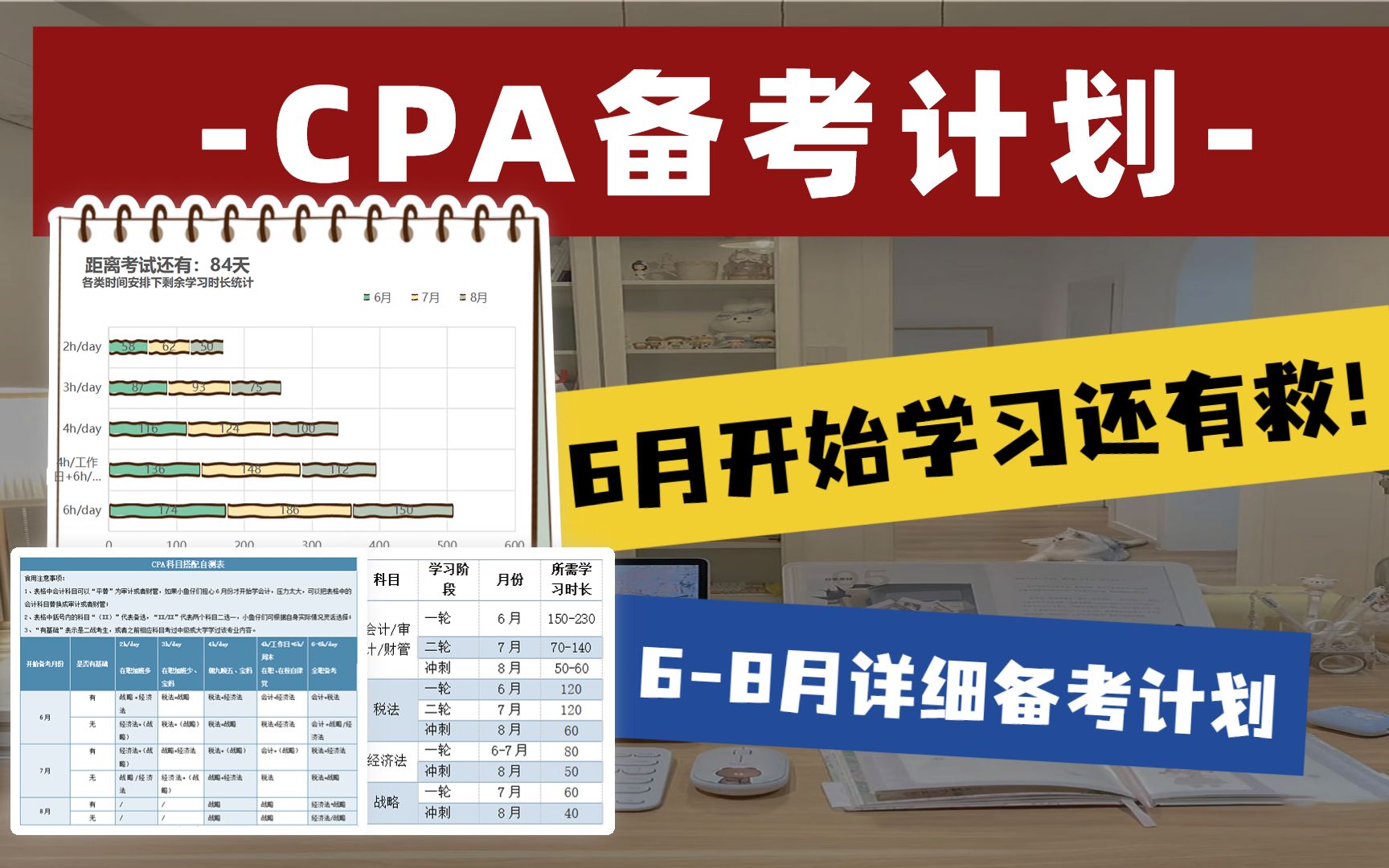 CPA6-8月详细备考计划,6月开始学习,还有救!