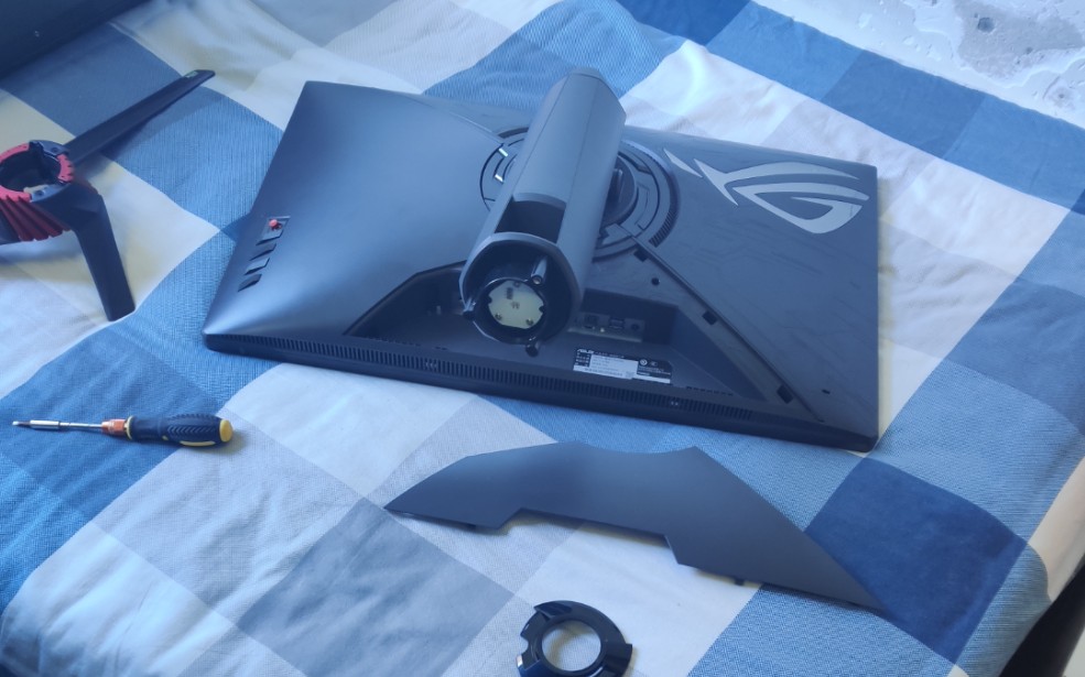 华硕电竞显示器XG/PG系列,底座支架拆机,拆之前,请咨询客服,自己的...