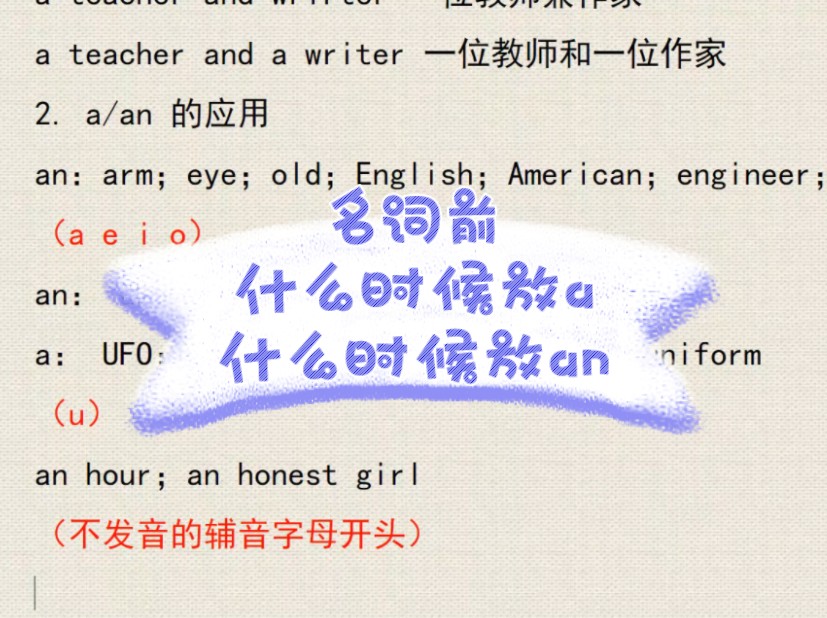 名词前,什么时候放a, 什么时候放an