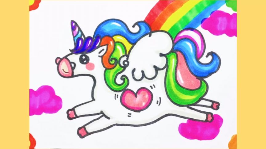 彩虹独角兽扑过来啦#独角兽#简笔画#彩虹#小马宝莉#画画教程
