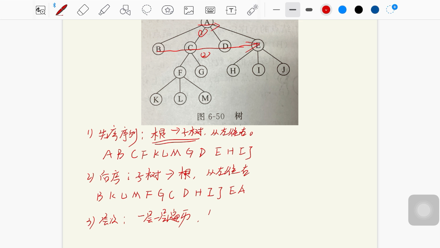 数据结构树的先序遍历,中序遍历及层次遍历。树转换成二叉树。