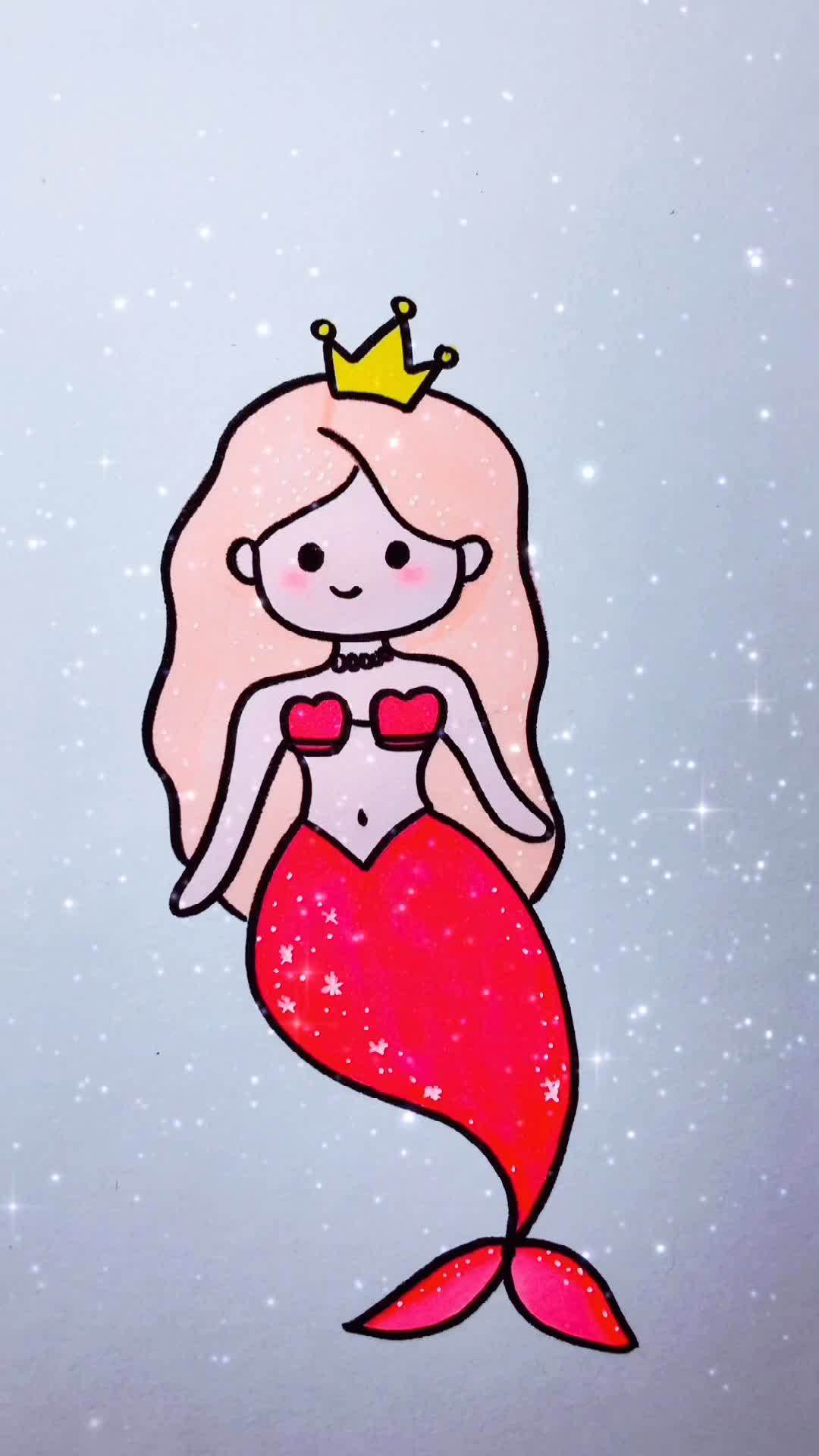 美人鱼简笔画#简笔画#一起学画画