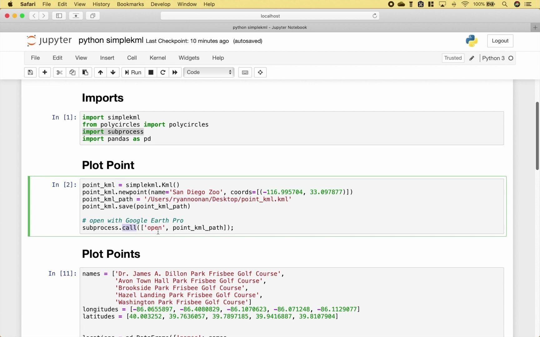 Python 定制 KML 点,线,多边形,圆形