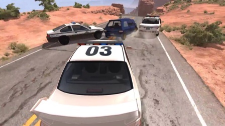 BeamNG模拟警车汽车追捕碰撞