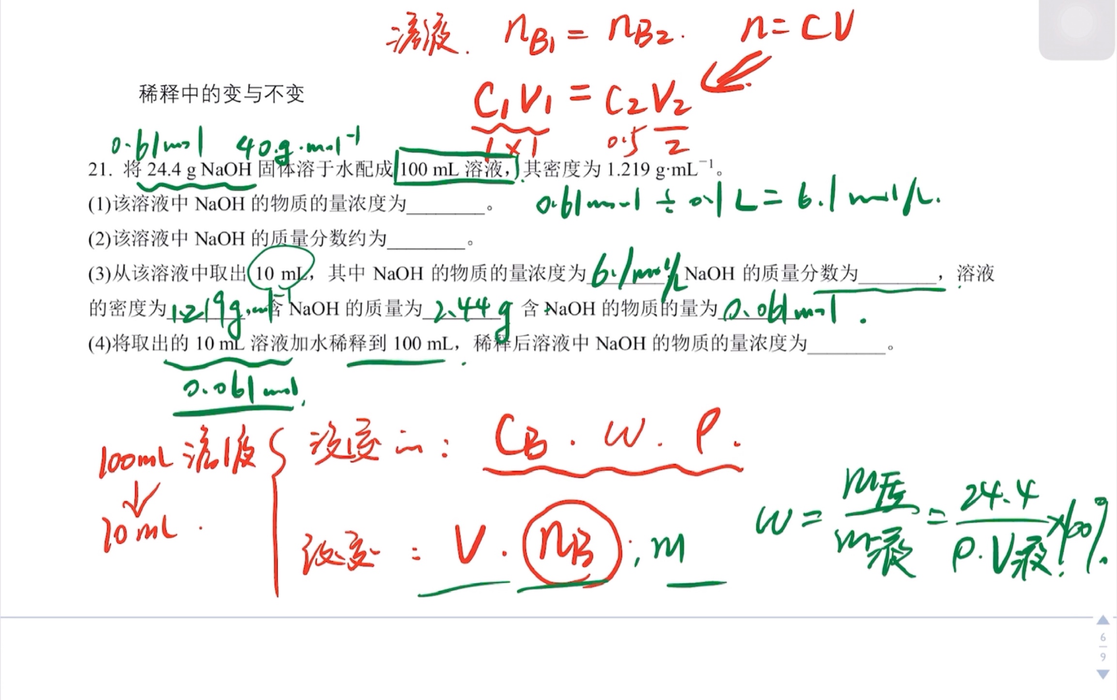 【物质的量浓度计算专题】学不明白的同学快进来!其实很简单!