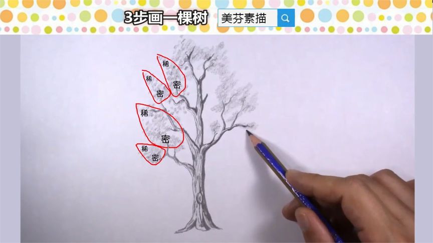 教你用3步,画一棵树,风景素描树木的画法技巧