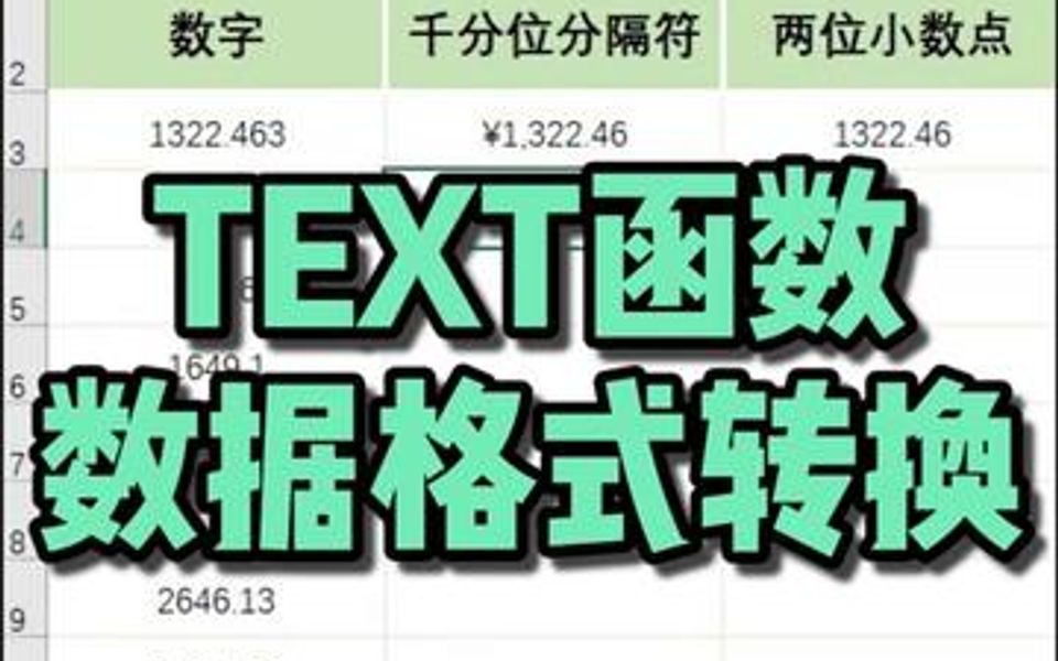 TEXT函数数据格式转换