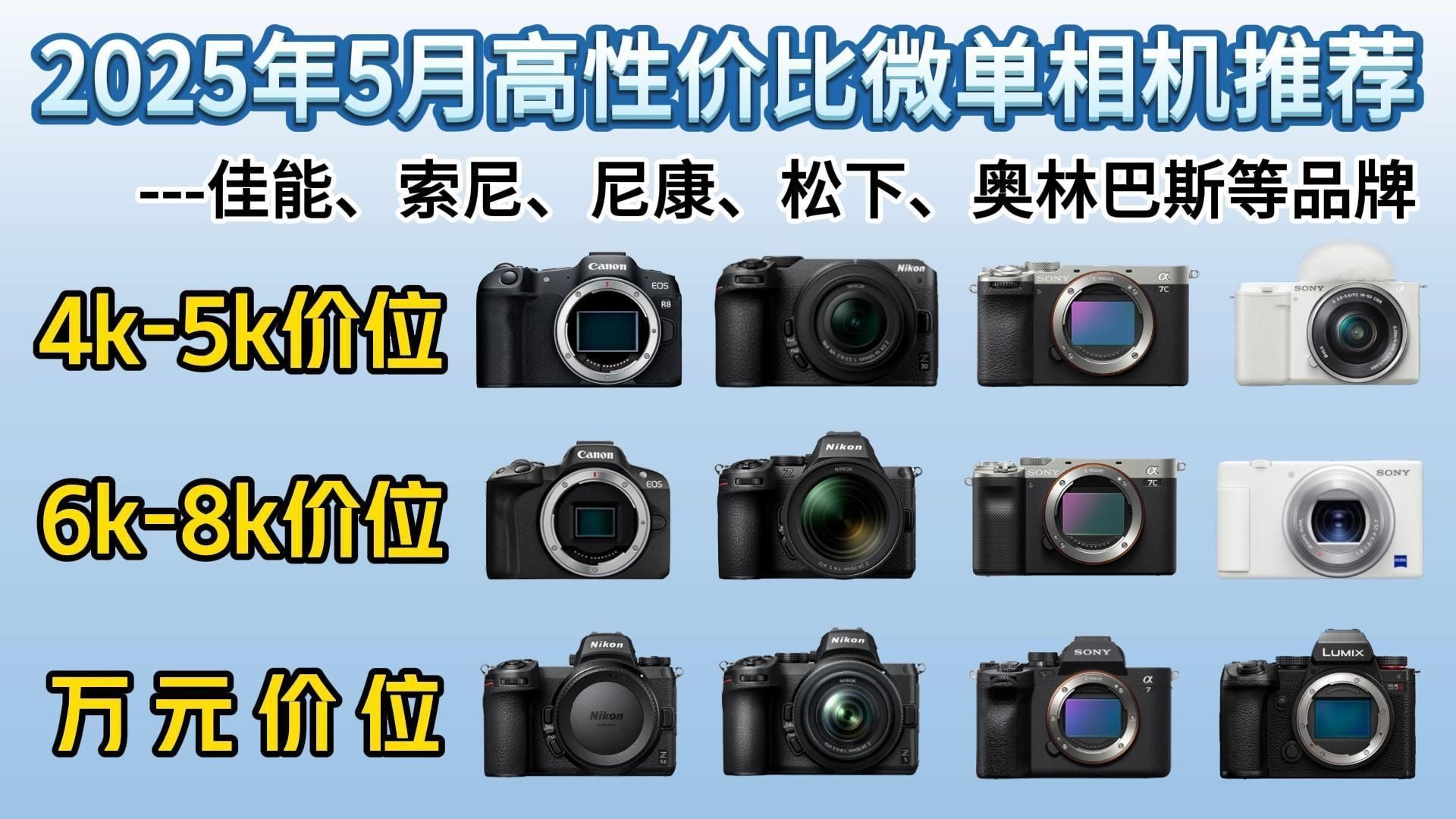 【微单入手指南】2025年5月性价比微单相机选购盘点!新手该买什么...