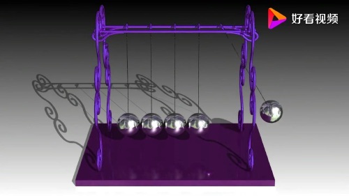 牛顿摆的三维设计模型,看看它的运行动画