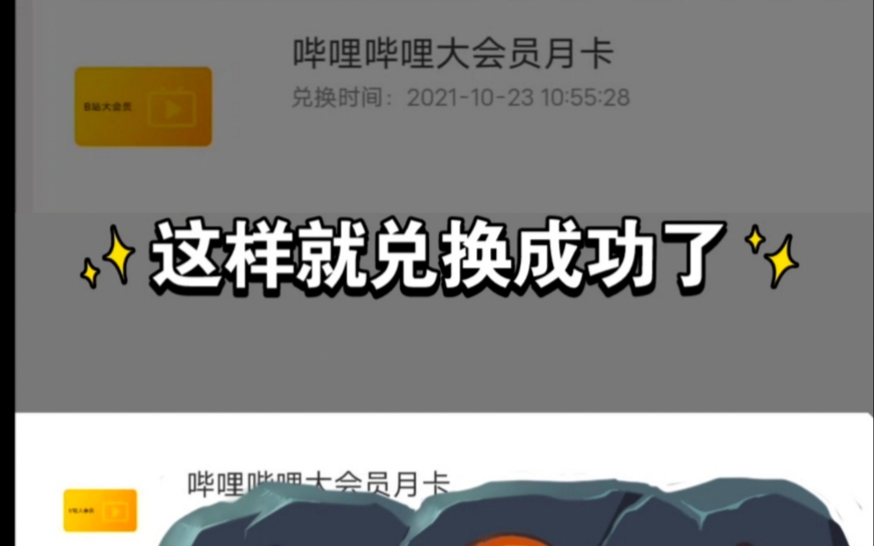 成功白镖b站大会员月卡激活码!