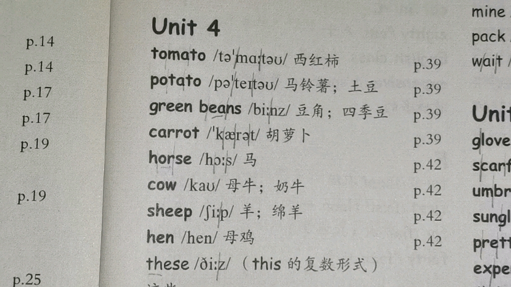 人教版小学英语四年级下册第四单元单词指读(英语学习好帮手)