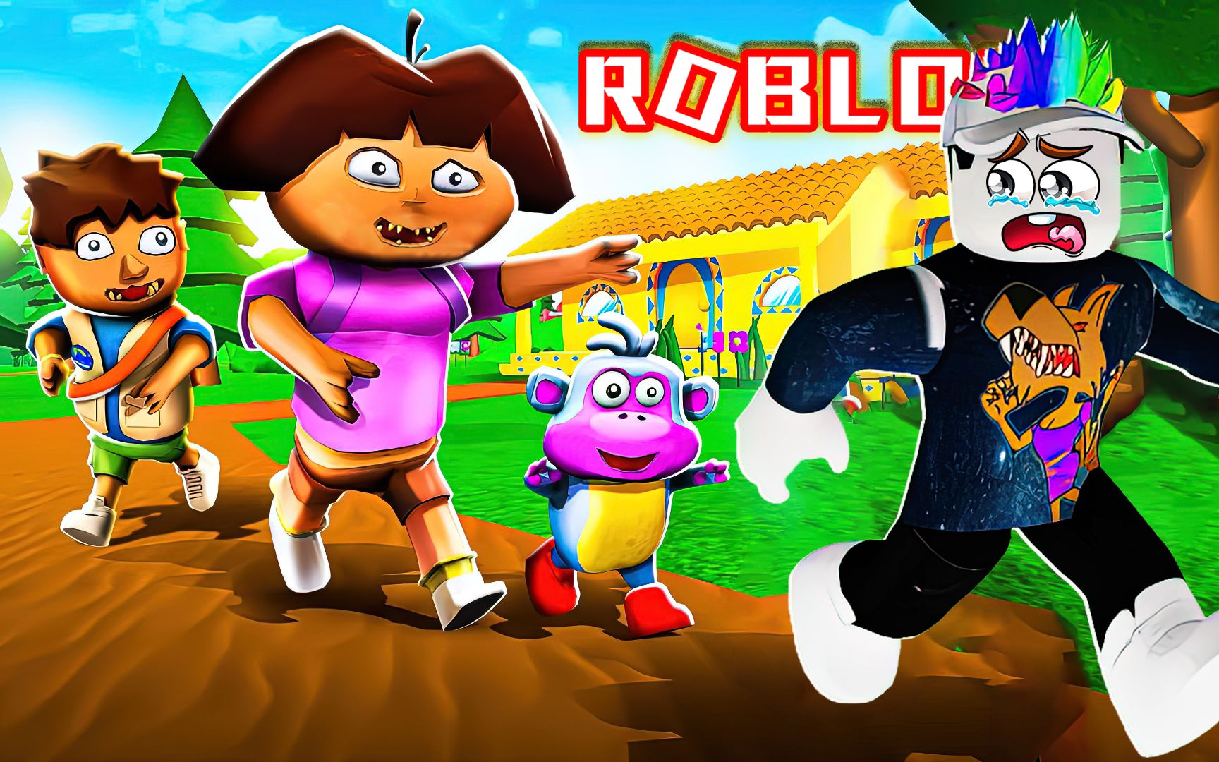 Roblox饥饿的诺拉:面对诺拉的追赶,使用加特林却无效!灰狼_游戏解说