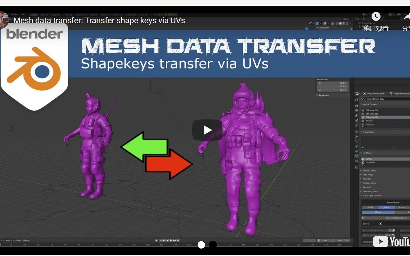 iBlender中文版插件 Mesh Data Transfer 最新中文汉化版教程 网格数据...