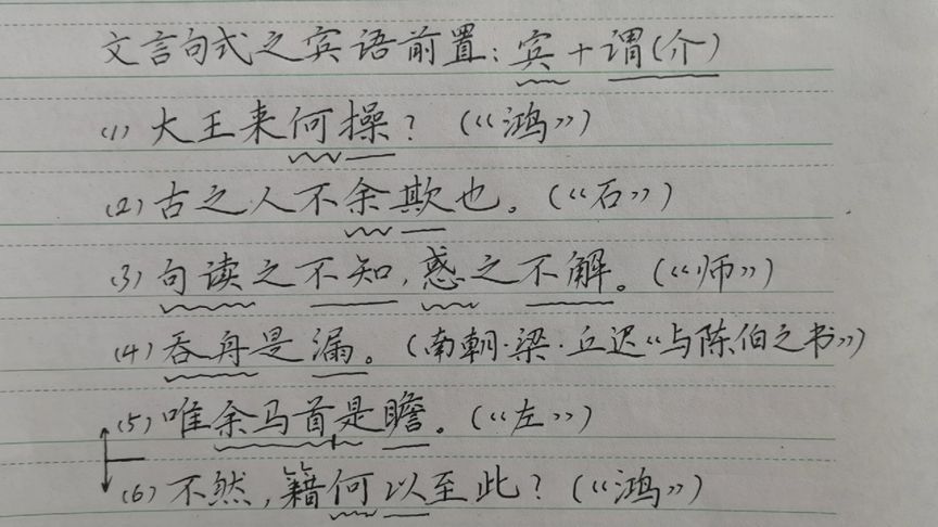 高考考点:文言句式之宾语前置