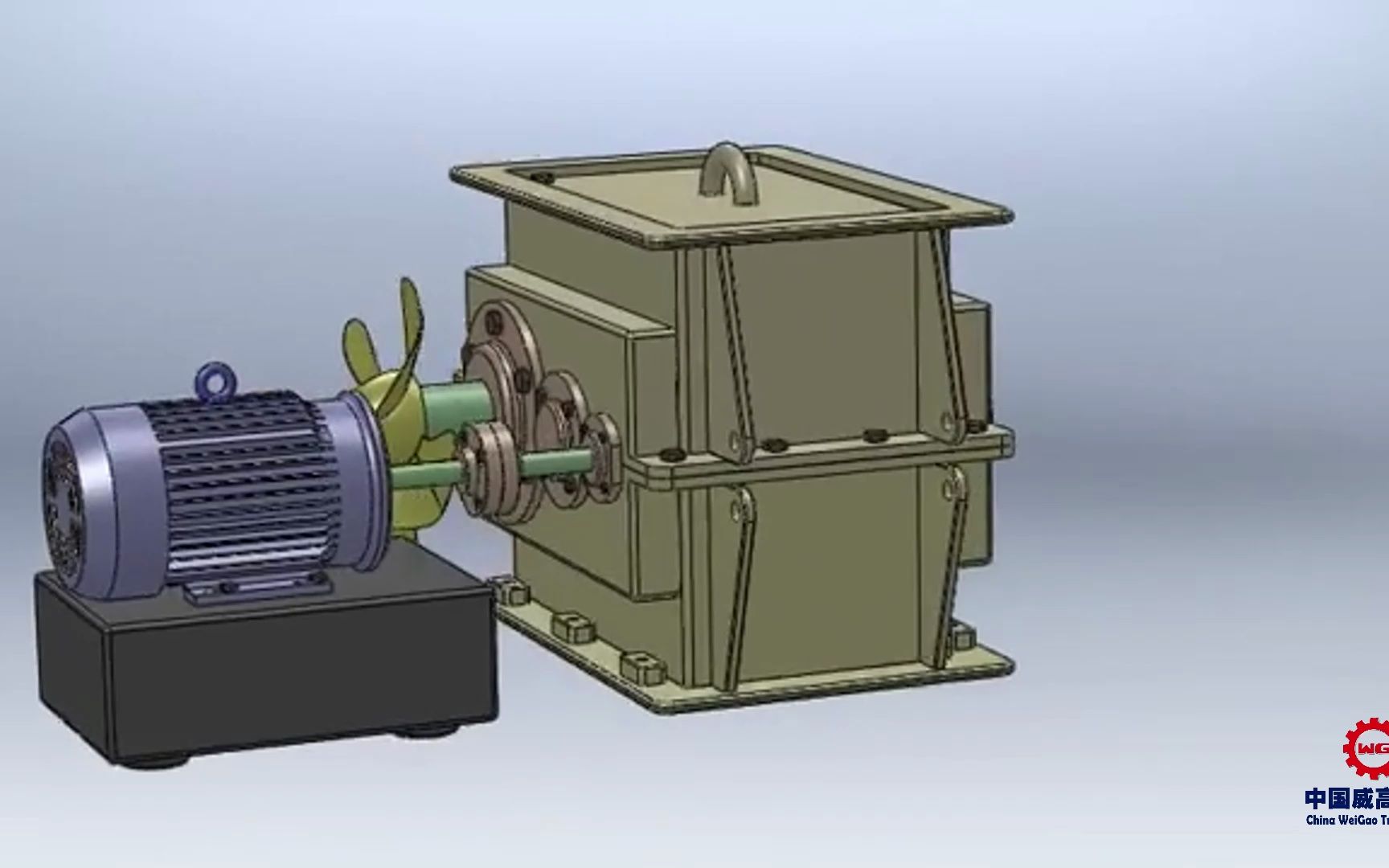 齿轮箱与电机联接的动画视频
