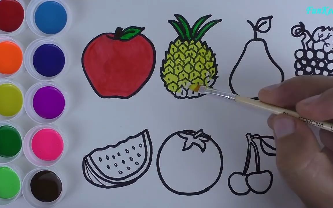 【简笔水彩画】教你画各种水果然后上色~超级简单的简笔画,一看就会!