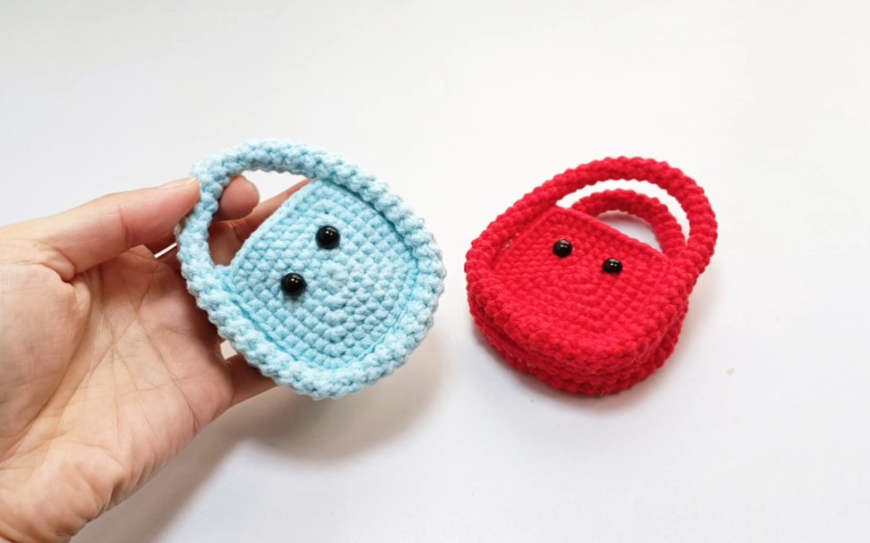 立体蓝牙耳机包手工钩针毛线编织教程,迷你小包包挂件钩编教程