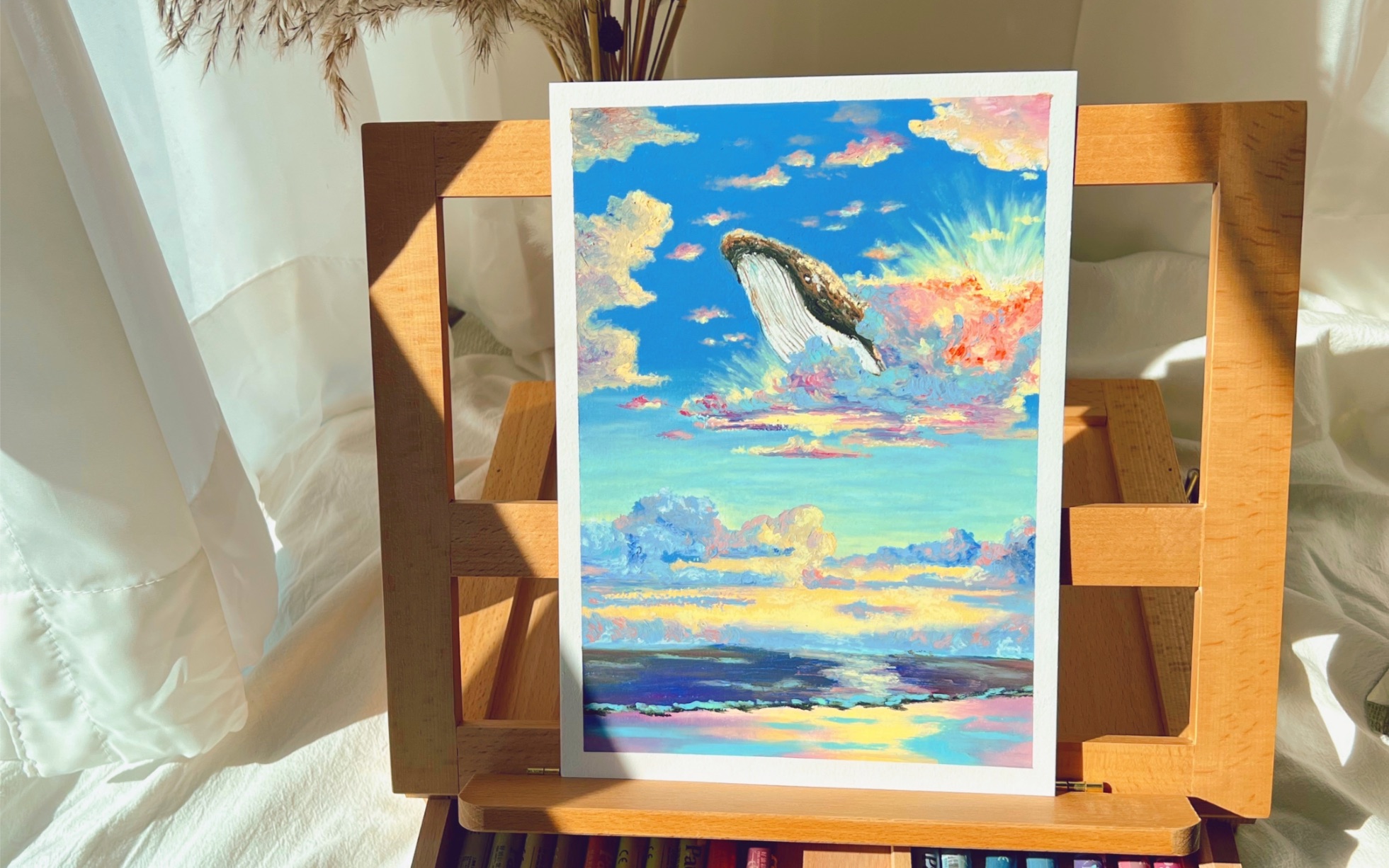 【油画棒教程】云中的鲸-画材色号在简介