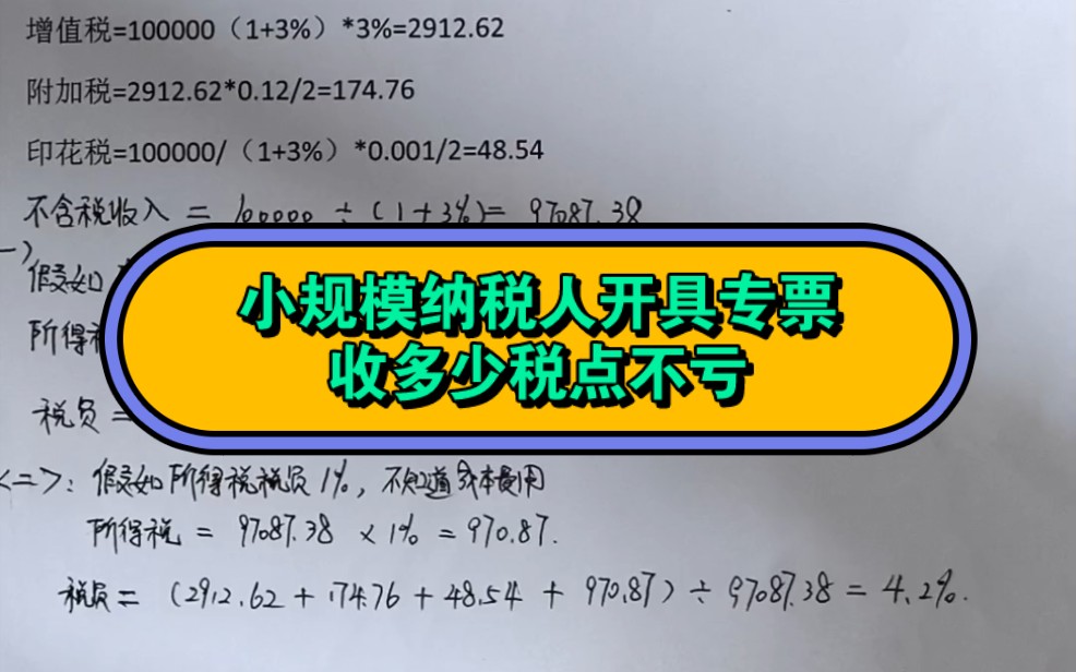 小规模纳税人开具专用发票收多少税点不亏