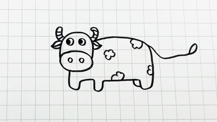 小奶牛简笔画,简单又可爱,一起试试吧!