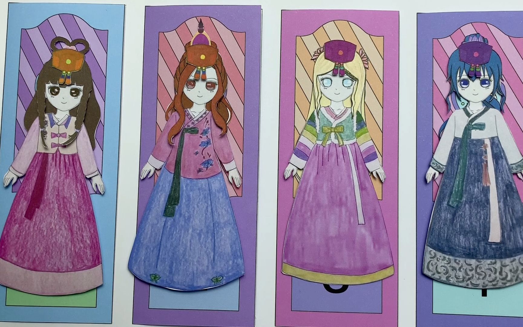 纸娃娃手工换装秀:给精灵梦叶罗丽战士和仙子换上韩服,真好看!