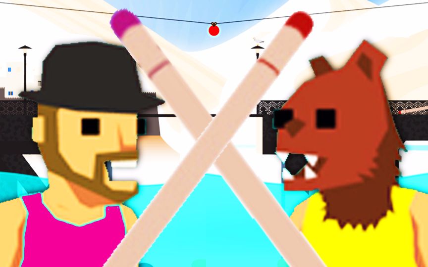 【小熙&屌德斯】撑杆跳大作战 搞笑兄妹奇葩地形拼死格斗!俩人进球...