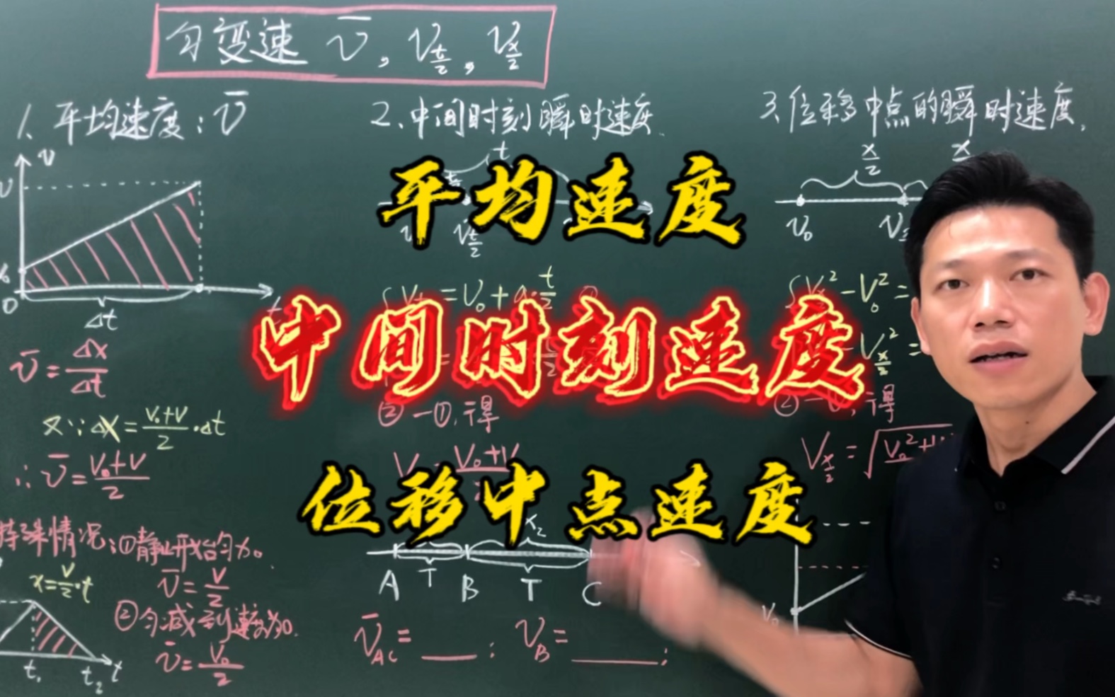匀变速平均速度,中间时刻速度,位移中点速度推导