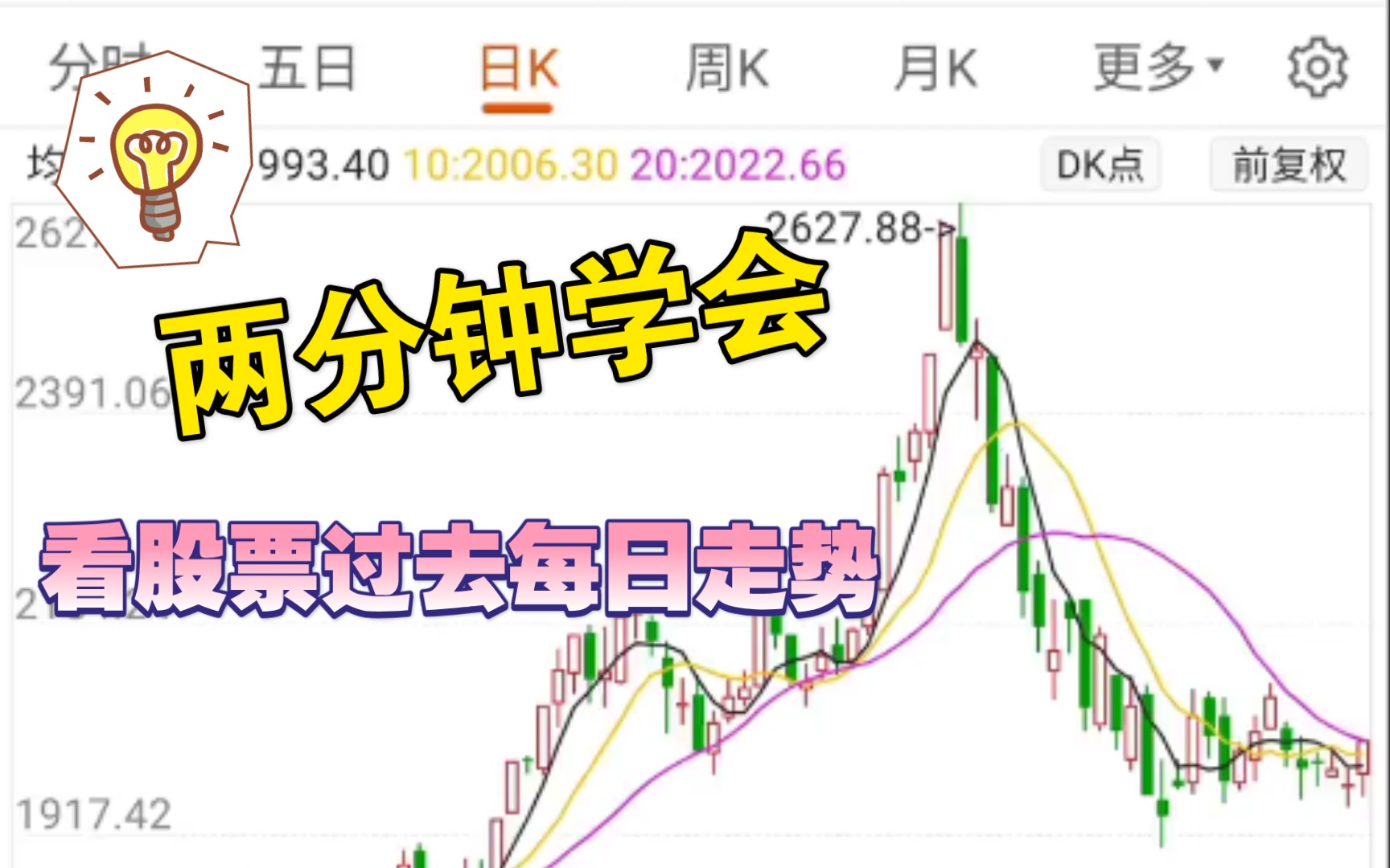 知识分享:如何在东方财富手机端看股票往日的走势图。