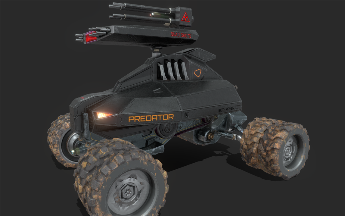 【MAYA建模】次世代武器高模,"火箭车"模型制作