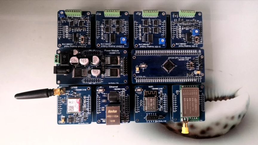 单片机扩展10种通信模块和组态软件触摸屏PLC手机HMI实现通信视频